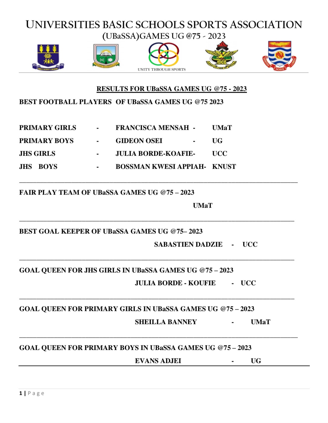 UBaSSA 2023: UCC Basic School emerges as the overall winners - Radio ...