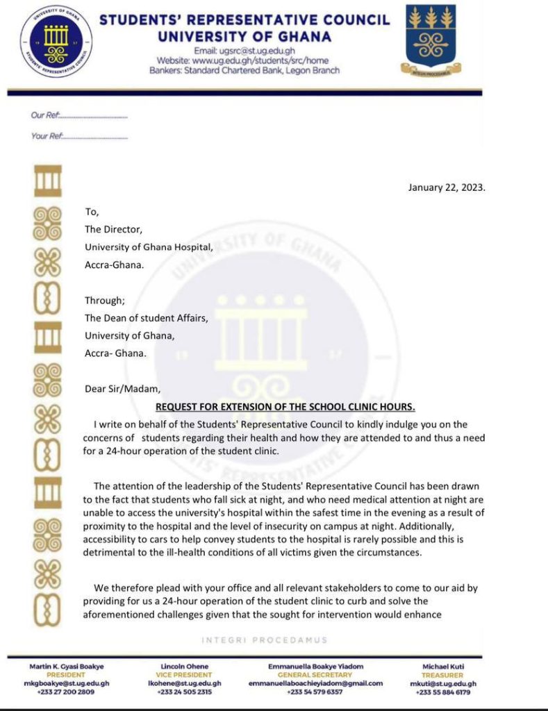 UG: Make student clinic 24-hour operational - SRC Gen. Sec urges UG ...