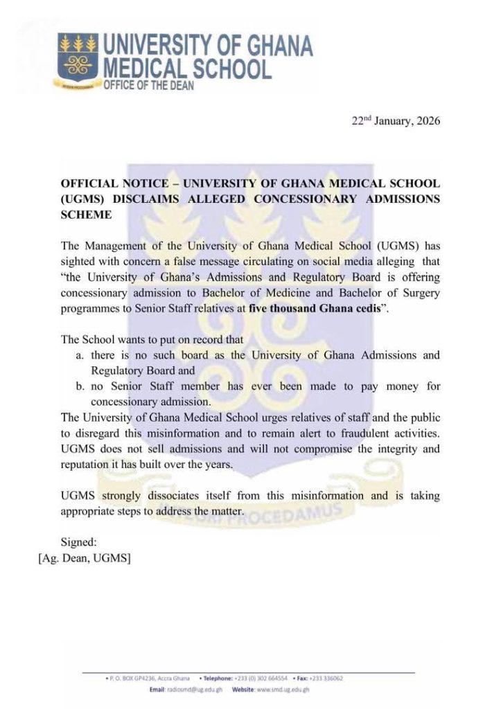 UG Medical School issues scam alert - Radio Univers 105.7fm